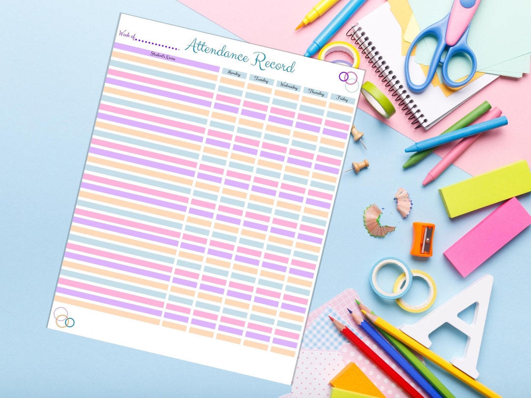 Homeschool Attendance Tracker Printable Attendance Record Teacher ...