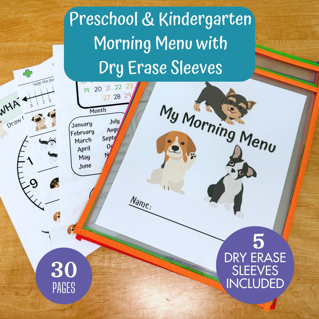 Morning Menu Homeschool,morning Basket,morning Binder, Puppies Theme ...