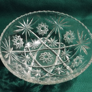 Vintage Pressed Glass Star of David Pattern Large Bowl - Etsy