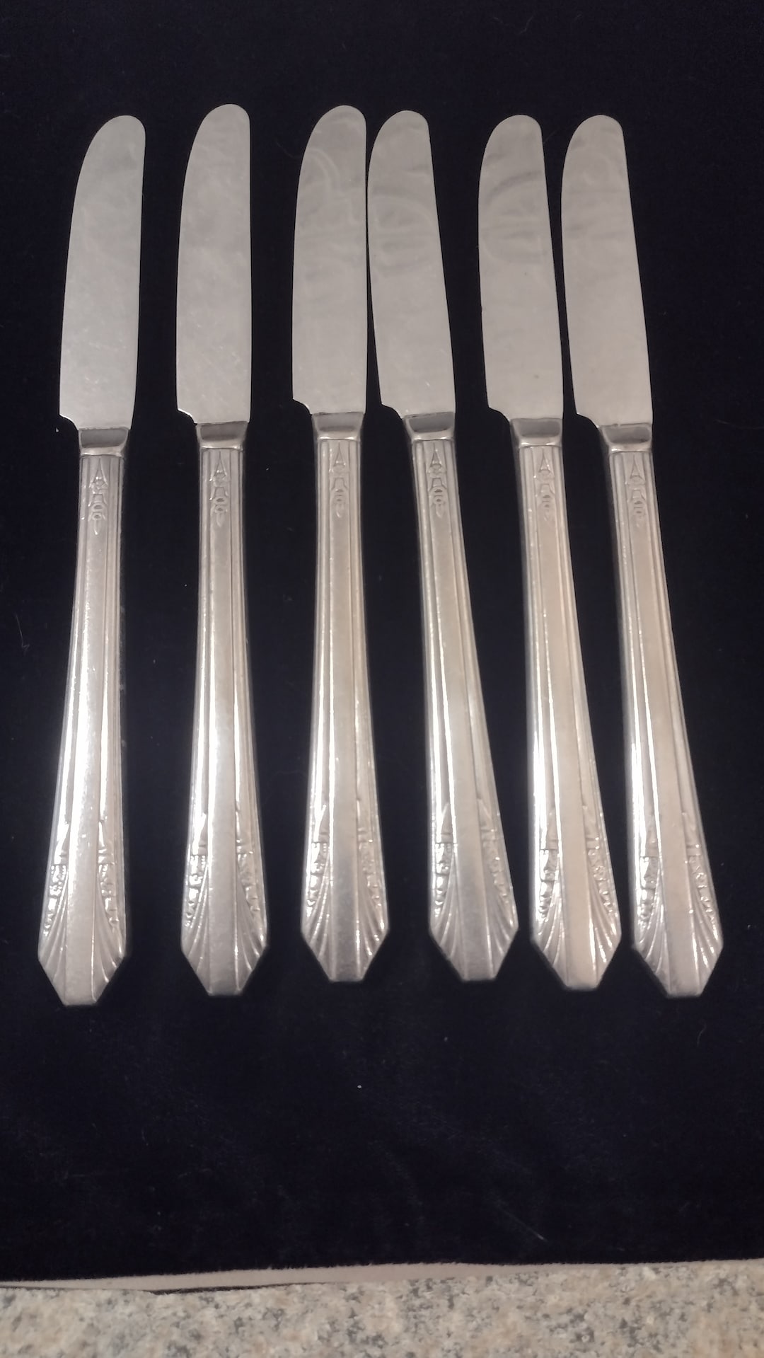 Set of 6 Vintage Knives/rogers/stainless Steel Blades/silver Plate ...