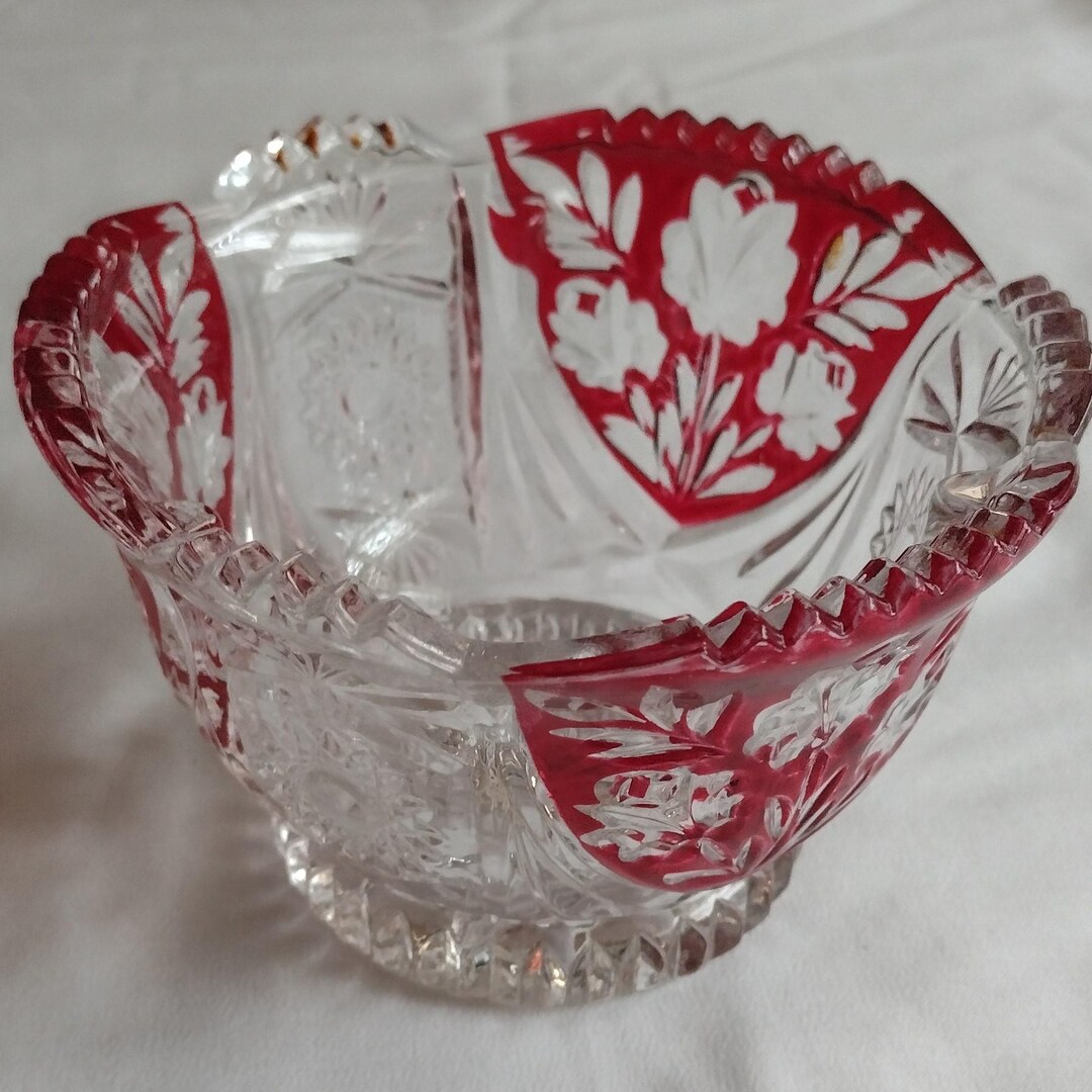 Red and Clear Fifth Avenue Crystal Candy Bowl - Etsy