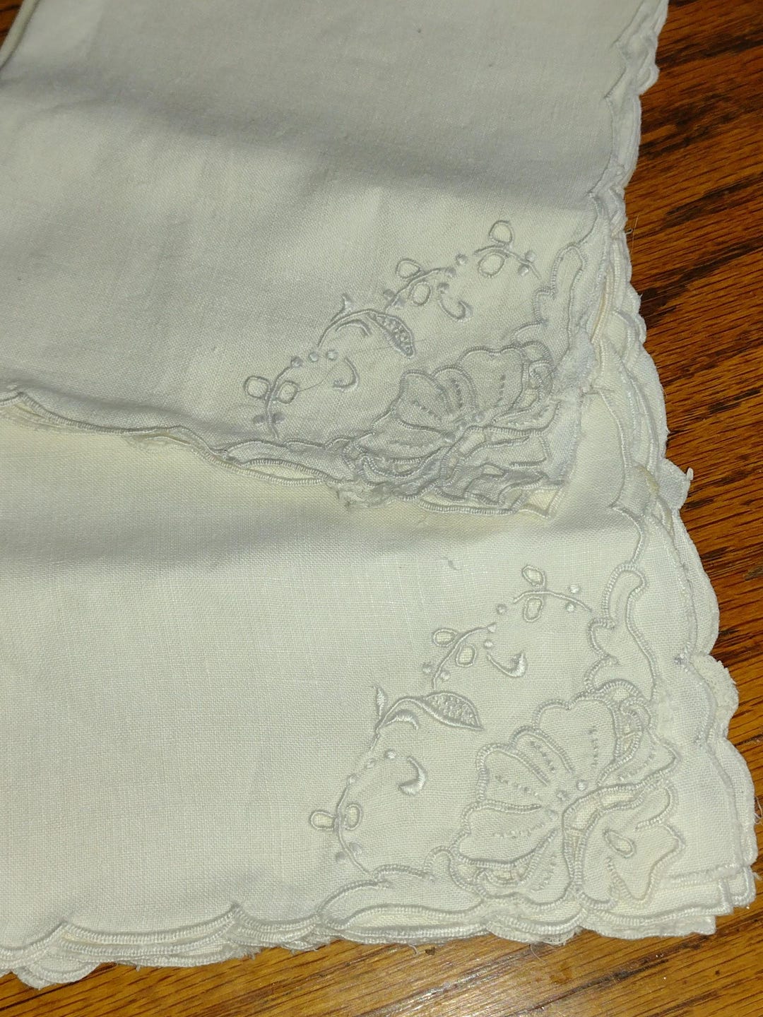 Set of Four Linen, Cutwork Table Napkins, Vintage - Etsy