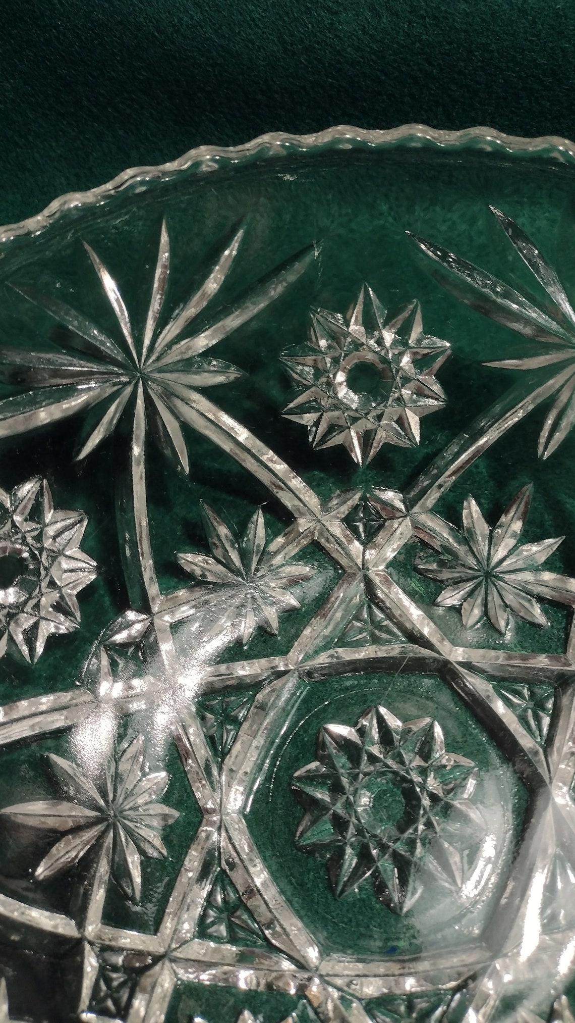 Vintage Pressed Glass Star of David Pattern Large Bowl - Etsy
