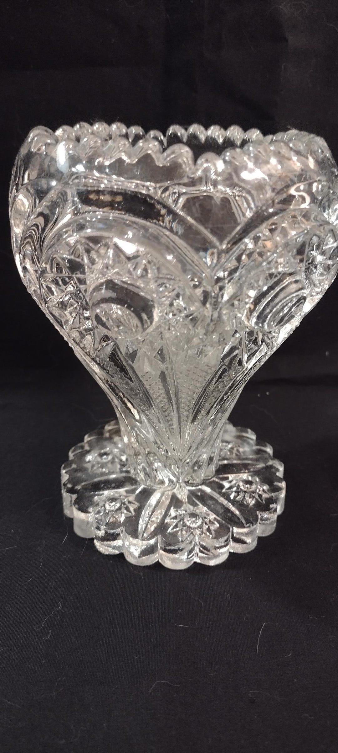 Zipper Heart Vase Made by Imperial Glass Company Early American Pressed ...