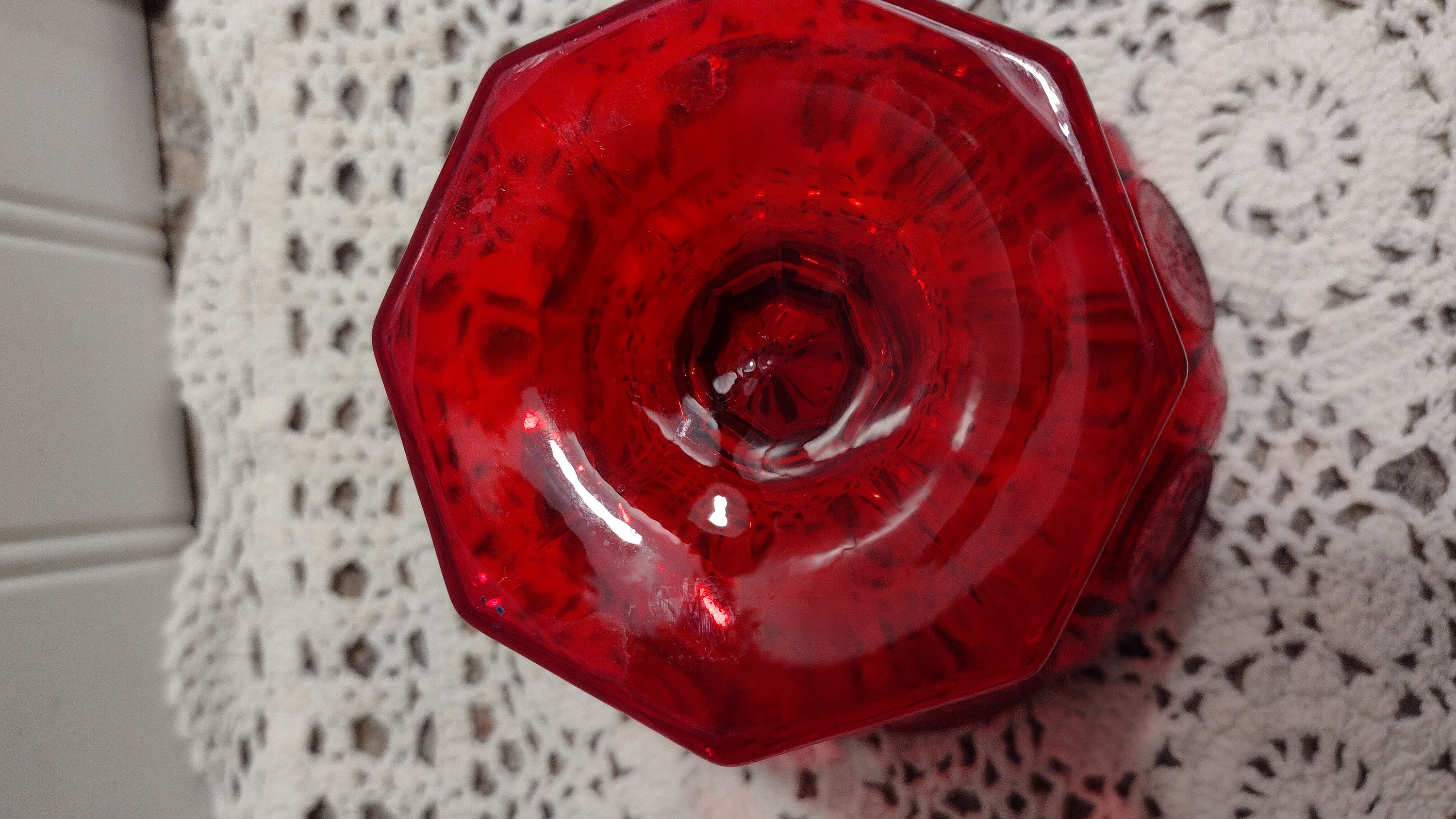 Vintage Fostoria Red Glass Coin Glass Candy Dish - Etsy