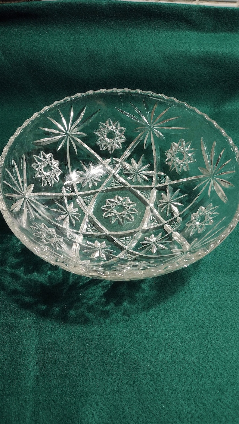 Vintage Pressed Glass Star of David Pattern Large Bowl - Etsy