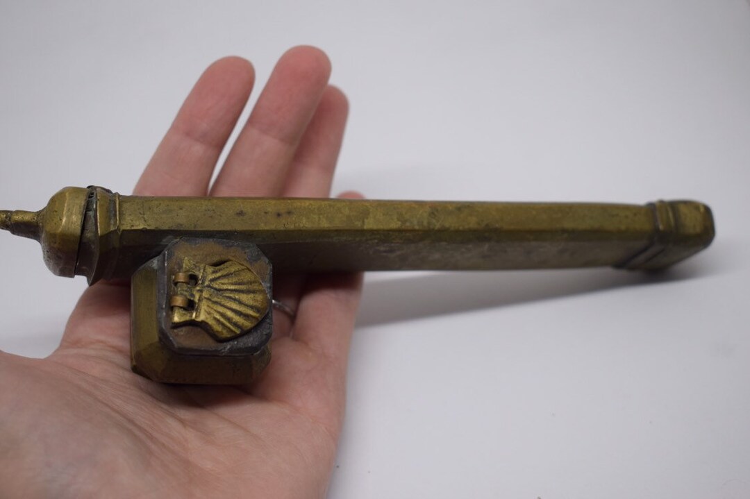 Antique Brass Scribe Tool / Brass Pen and Ink Holder/ Travelers Pen and ...