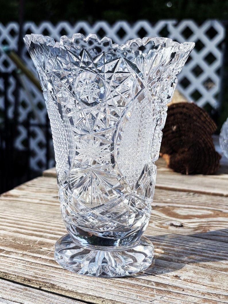 Vintage American Billiant Cut Glass Hobstar .6.5 Tall 4 Panel Design ...