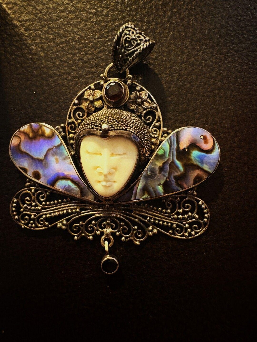 Vintage Sterling Silver Sajen White Face Abalone Brooch 925 2.5 X 2.25 ...