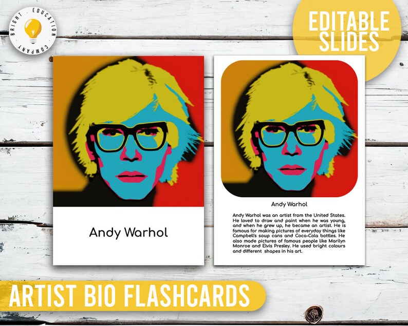 Artist Bio Flashcards • 21 Editable Art Education Flash Cards ...