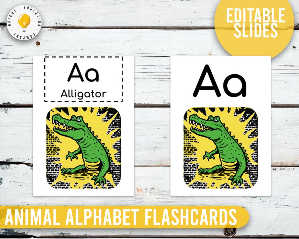 Pop Art Animal Alphabet Flashcards 52 Montessori Flash Cards ...