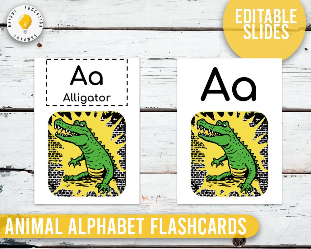 Pop Art Animal Alphabet Flashcards 52 Montessori Flash Cards ...