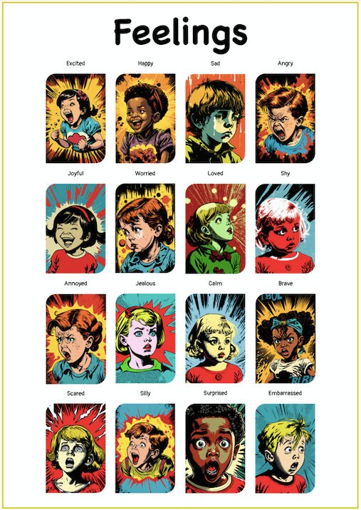 Pop Art Inspired Emotions Poster • Feelings Poster • Home Classroom ...