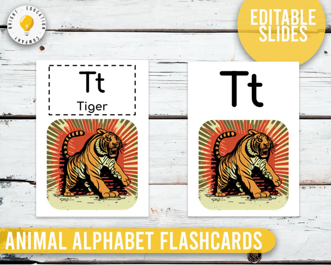 Pop Art Animal Alphabet Flashcards 52 Montessori Flash Cards ...