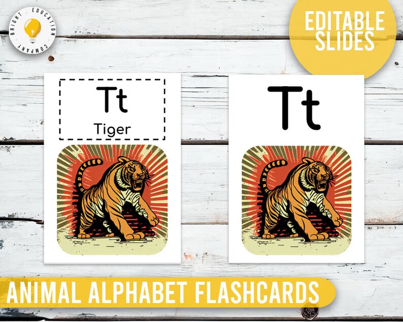 Pop Art Animal Alphabet Flashcards 52 Montessori Flash Cards ...