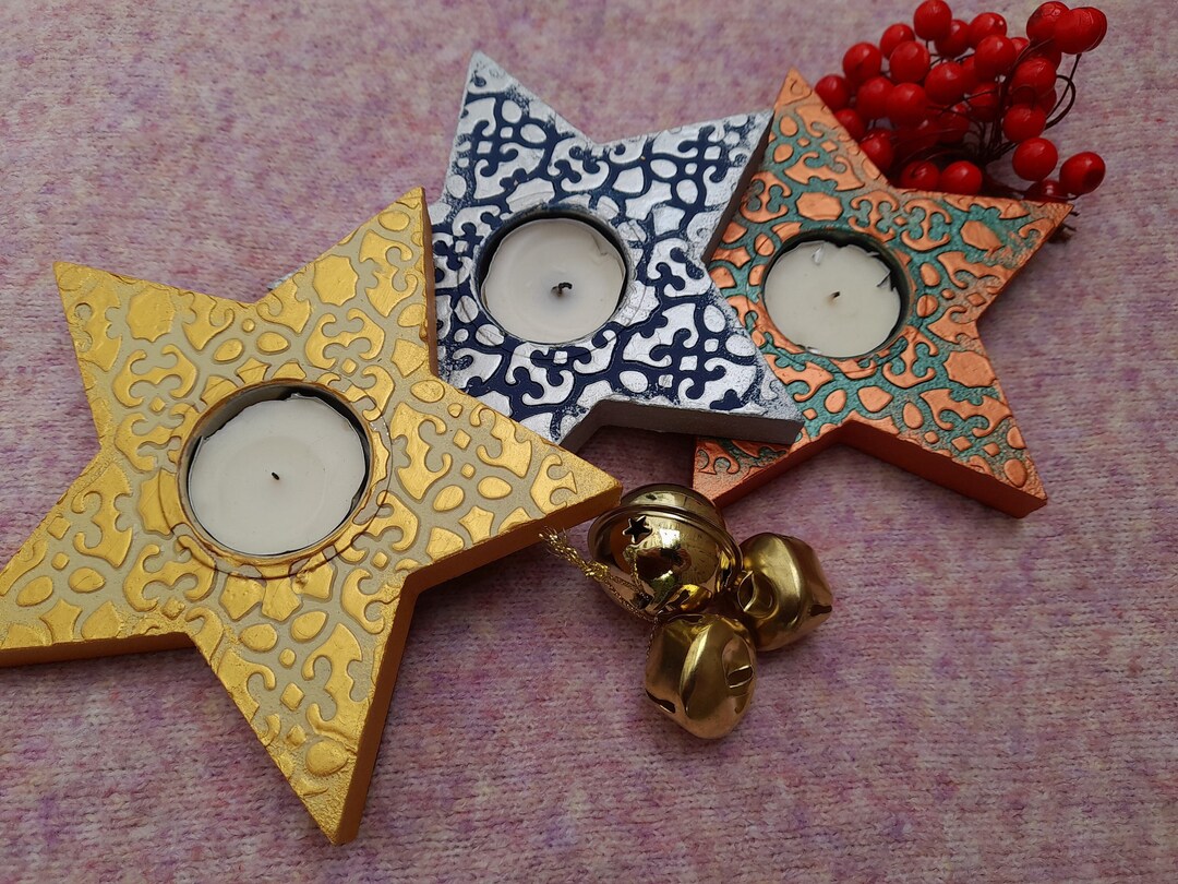 CHRISTMAS Star TEALIGHT Holder,star Home Decoration,christmas Candle ...