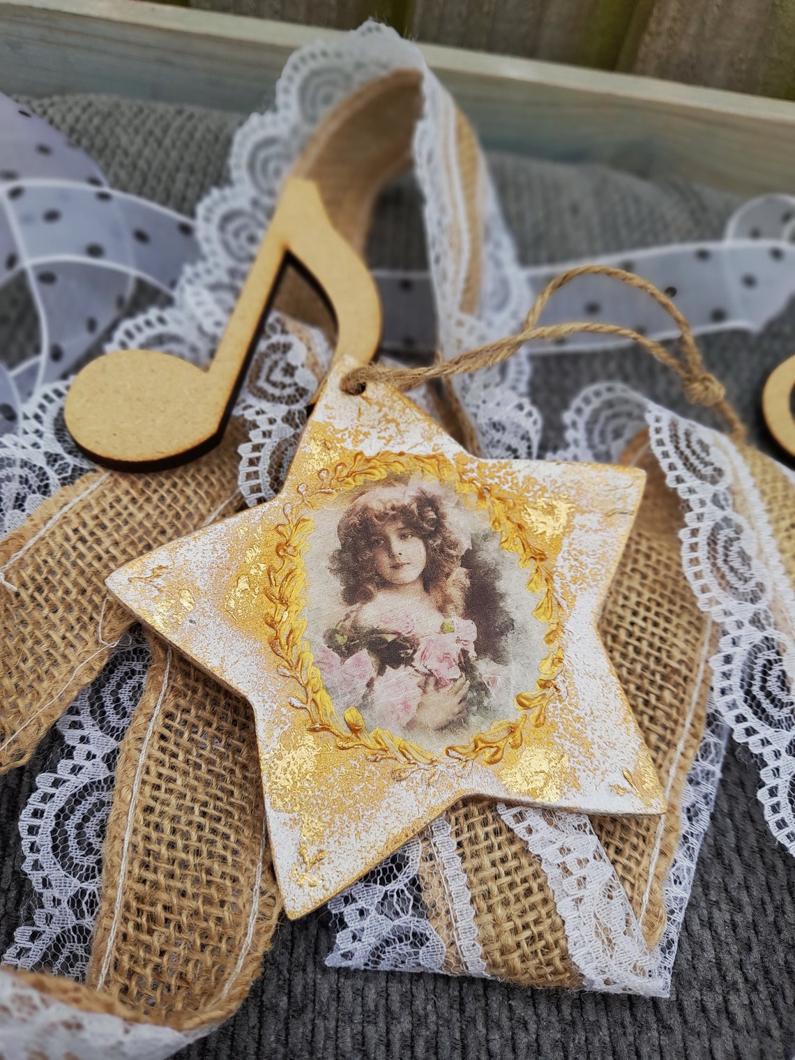 Christmas ANGEL STAR Ornamentsilver Golden Star Hanging - Etsy
