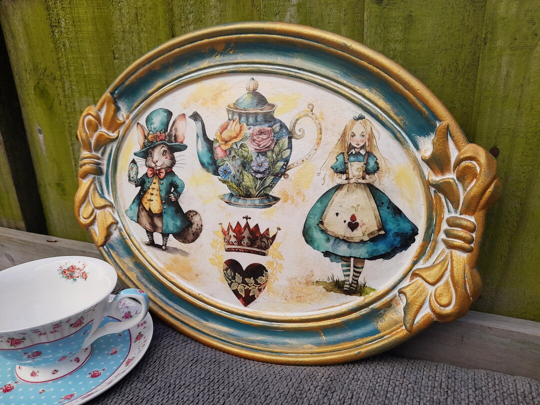 ALICE WONDERLAND Tea Tray,alice Decorative Wooden Tray,shabby Chic ...