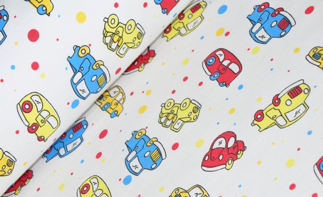 Car Cotton Fabric/colorful Car Print Cotton Fabric/baby Boy Nursery ...