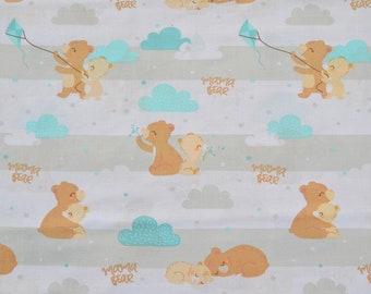 Bear Paw Print Fabric Watercolor Bear Paw Big Grey on White by ...