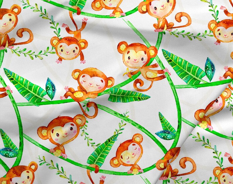 Premium Cotton Fabric Animal Cotton Fabric Monkey Fabric | Etsy