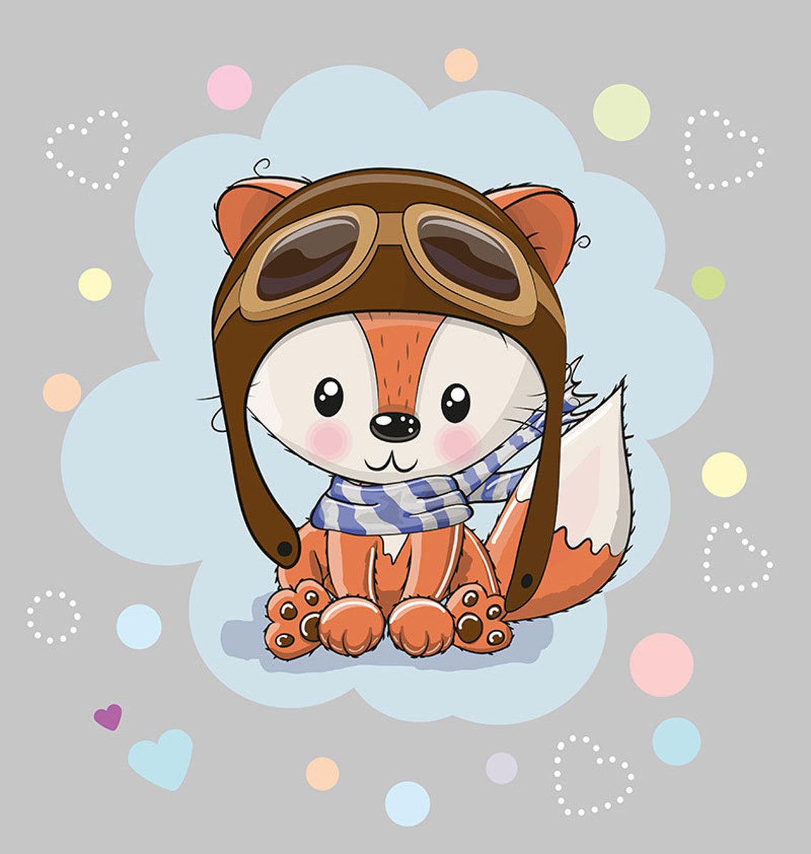 Fox Pilot Fabric Panelpremium Jersey Panel panel for - Etsy