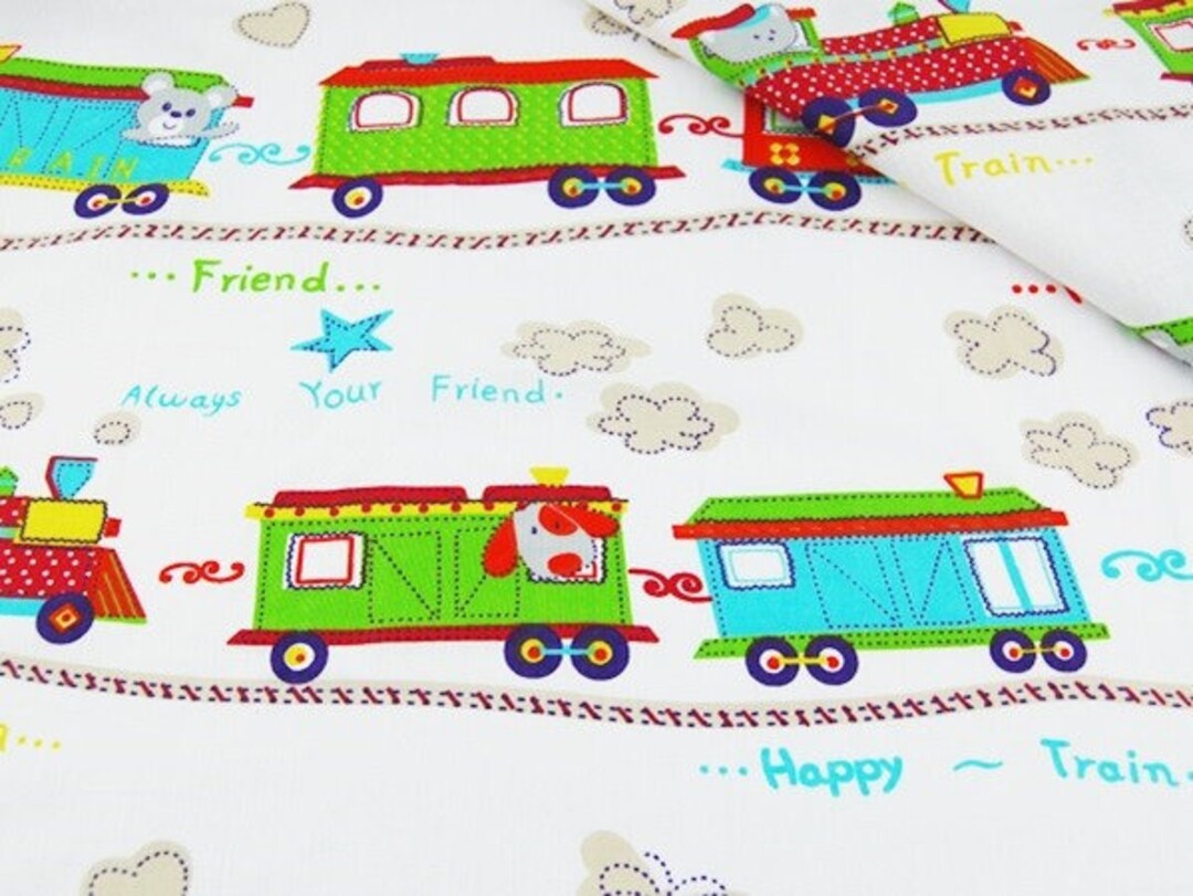 Train Cotton Fabric,cotton Fabric, Quilting Print Fabric,train Fabric ...
