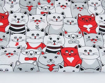 Cat print fabric | Etsy