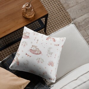 Fox Watercolor Rainbow Pink Fabric by the Meter Cotton Oeko-tex,fox ...