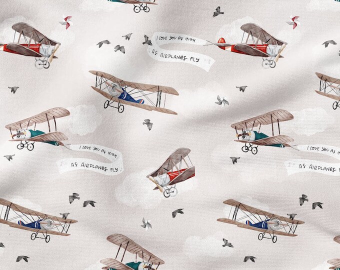24 CM Airplane Cotton Fabric,vintage Plane Beige Premium Cotton Fabric ...