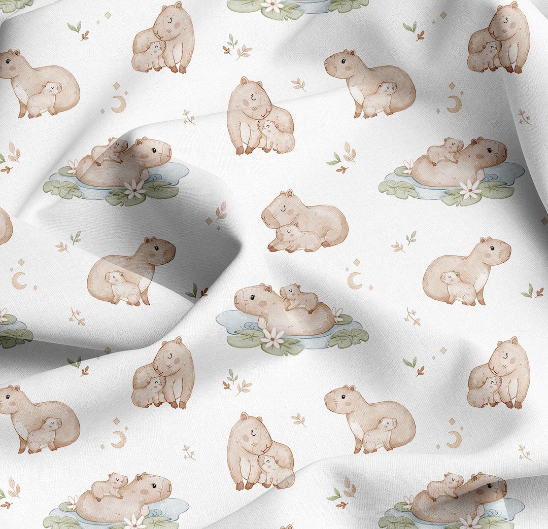 Capybara Premium Cotton Fabric-guinea Pig Cavy Fabric-eco Friendly ...
