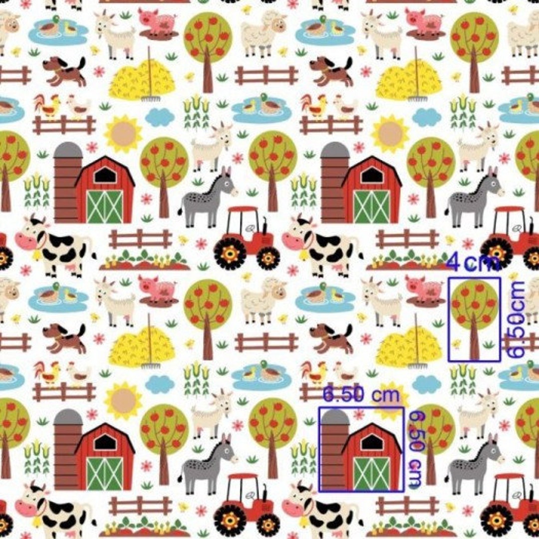 Farm Animal Cotton Fabric,quilting Print Fabric,farm Animal Fabric ...