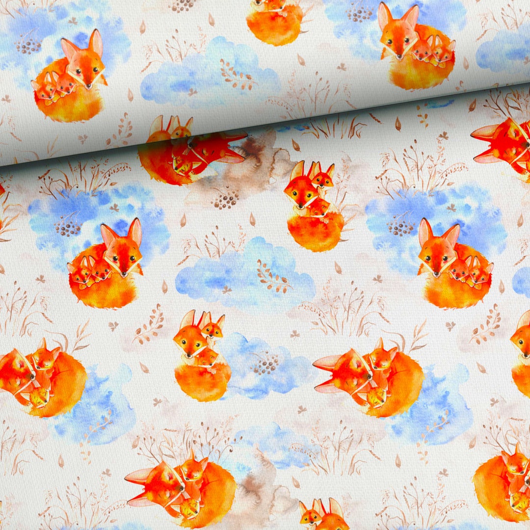 Fox Print Premium Cotton Fabric,animal Fabric by the Meter,forest ...
