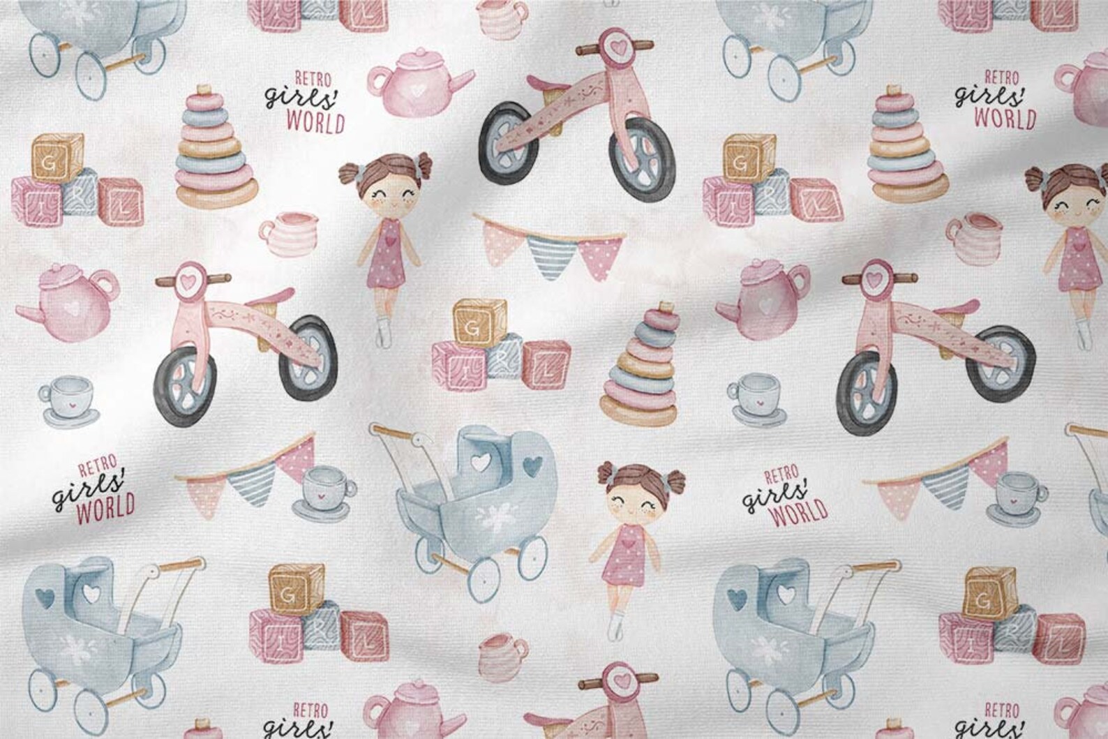 Premium Cotton Fabric Toys Cotton FabricRetro Toys Fabric | Etsy