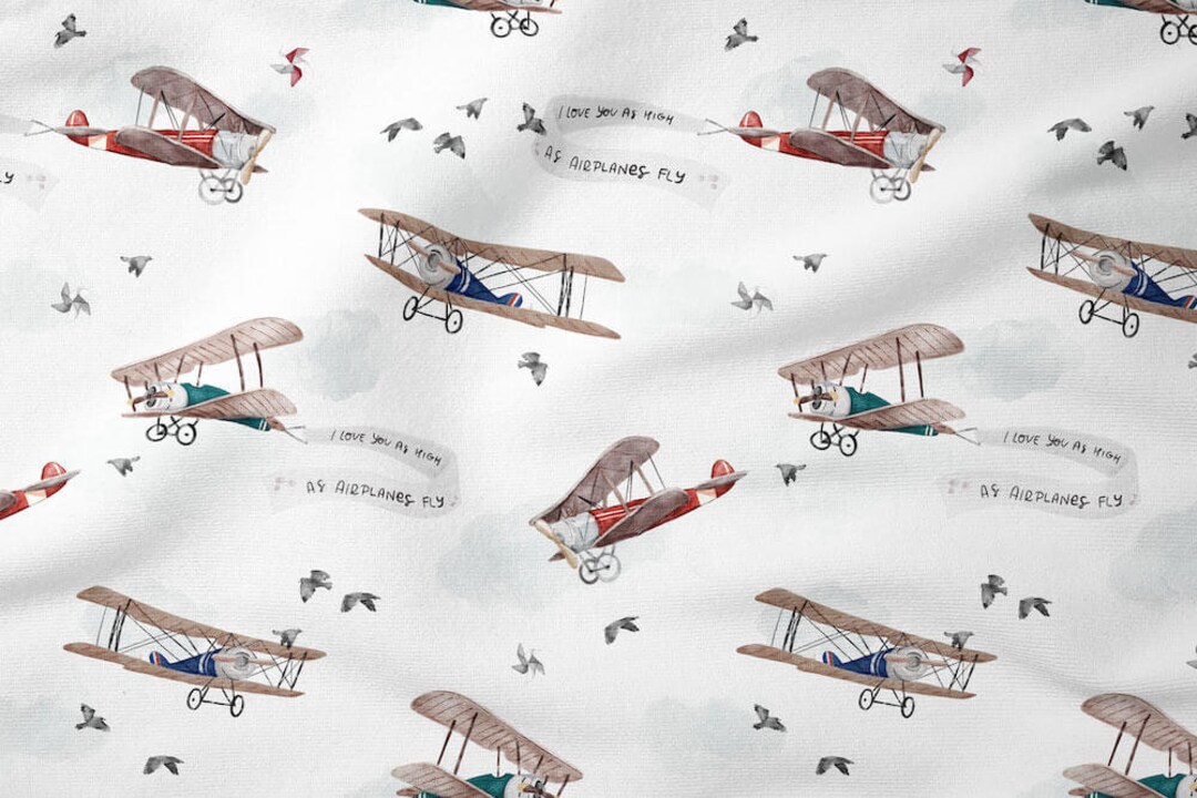 Airplane Premium Cotton Fabric/vintage Plane Fabric/quilting Sewing ...