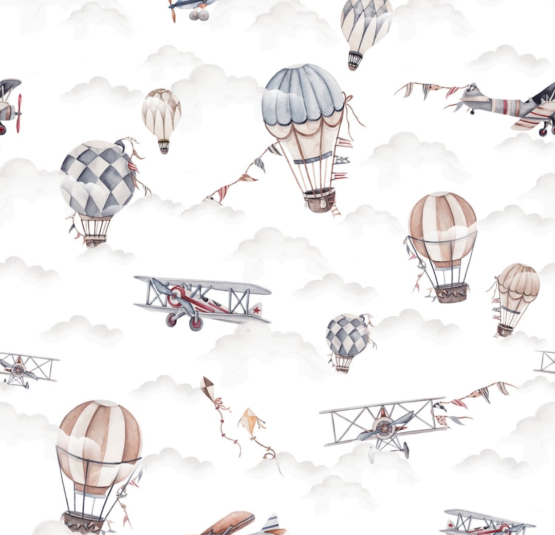 Vintage Airplane Premium Cotton Fabric,sky Cotton Fabric,airplane ...