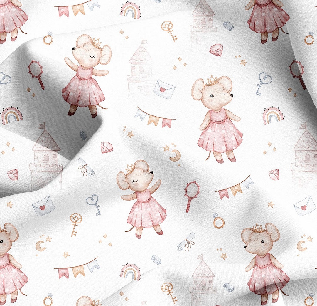 Mouse Premium Cotton Fabric-girl Digital Print Cotton Fabric Nature ECO ...