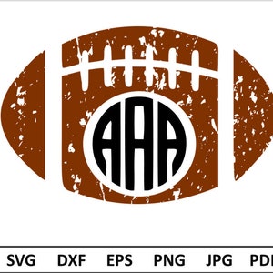 Distressed Football Monogram Svg Football Svg Grunge Football Dxf Png ...