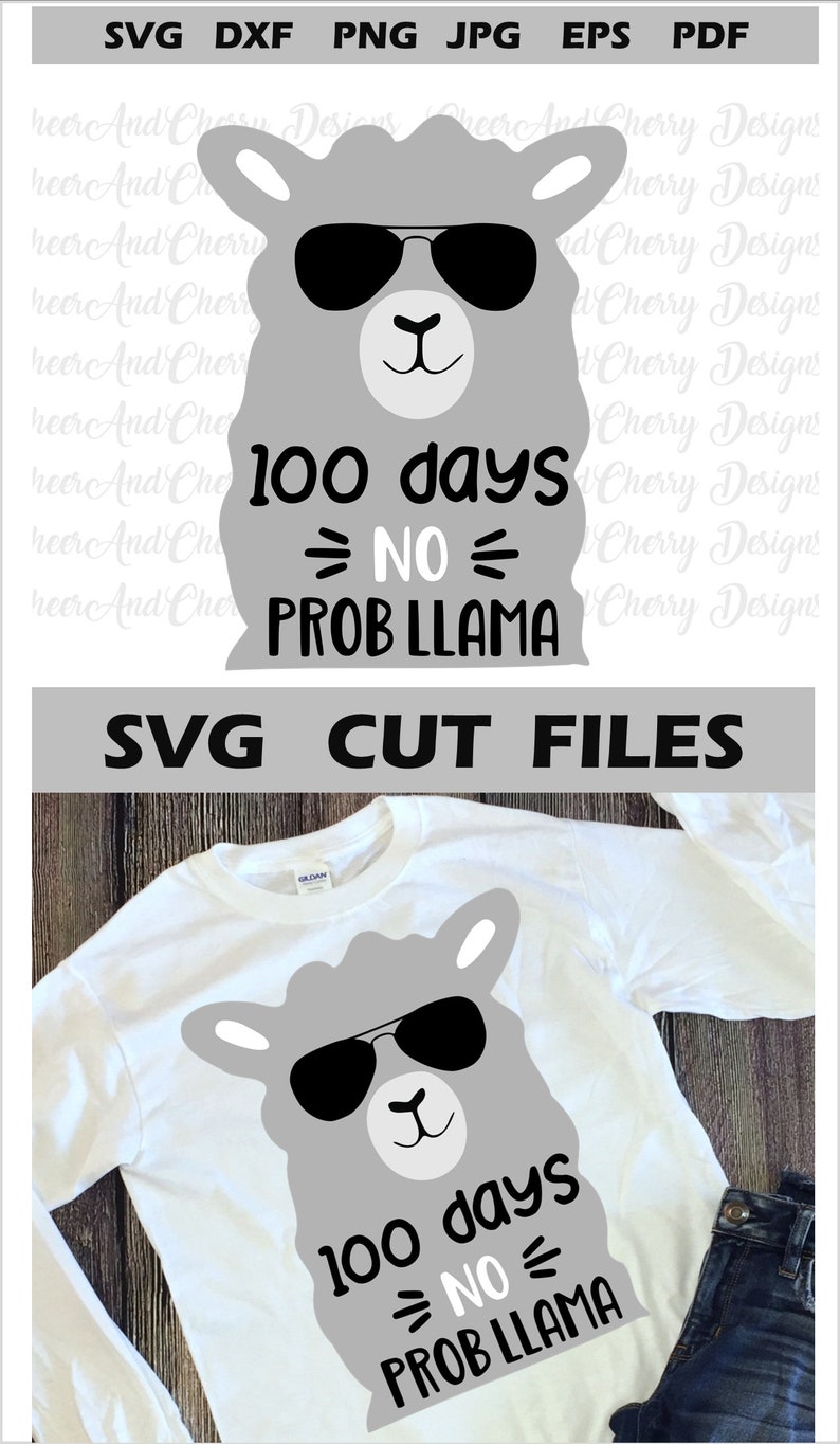 100 days no probllama Svg for Boys funny 100th day of school | Etsy