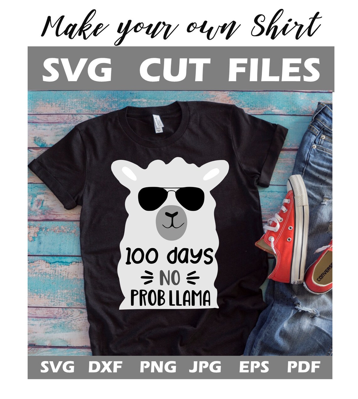 100 Days No Probllama Svg for Boys Funny 100th Day of School - Etsy
