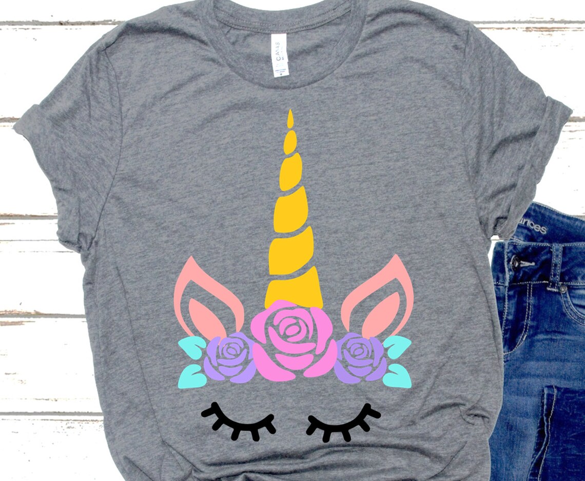 Unicorn Face With Flowers Svg for Girl Unicorn Birthday Svg | Etsy