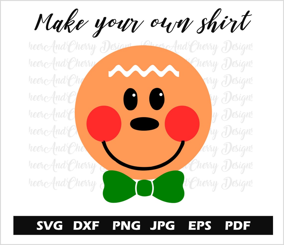 Gingerbread Face With Bow SVG Gingerbread Svg File for Cricut - Etsy