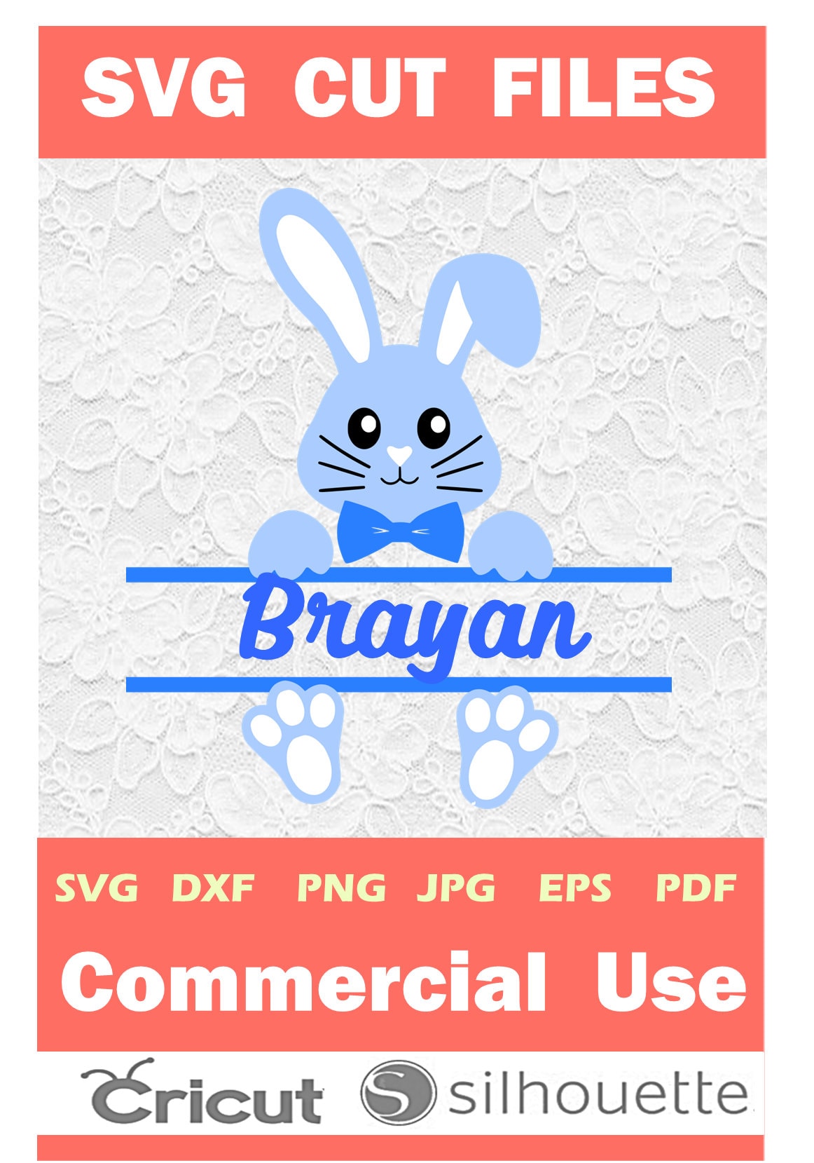 Bunny monogram svg for Easter bunny svg Easter bunny svg | Etsy