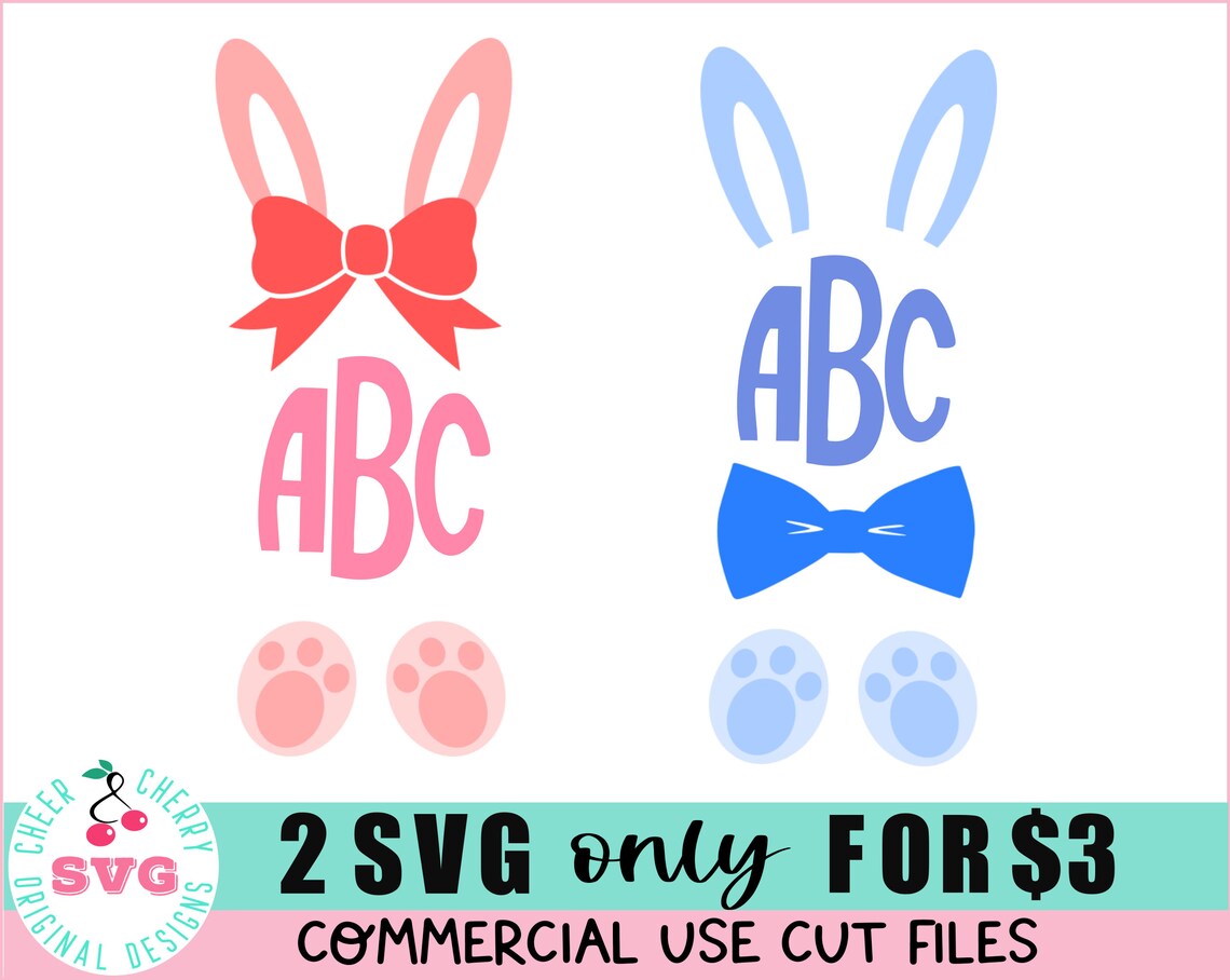 Bunny Monogram SVG for Boy and Girl Easter SVG Files | Etsy