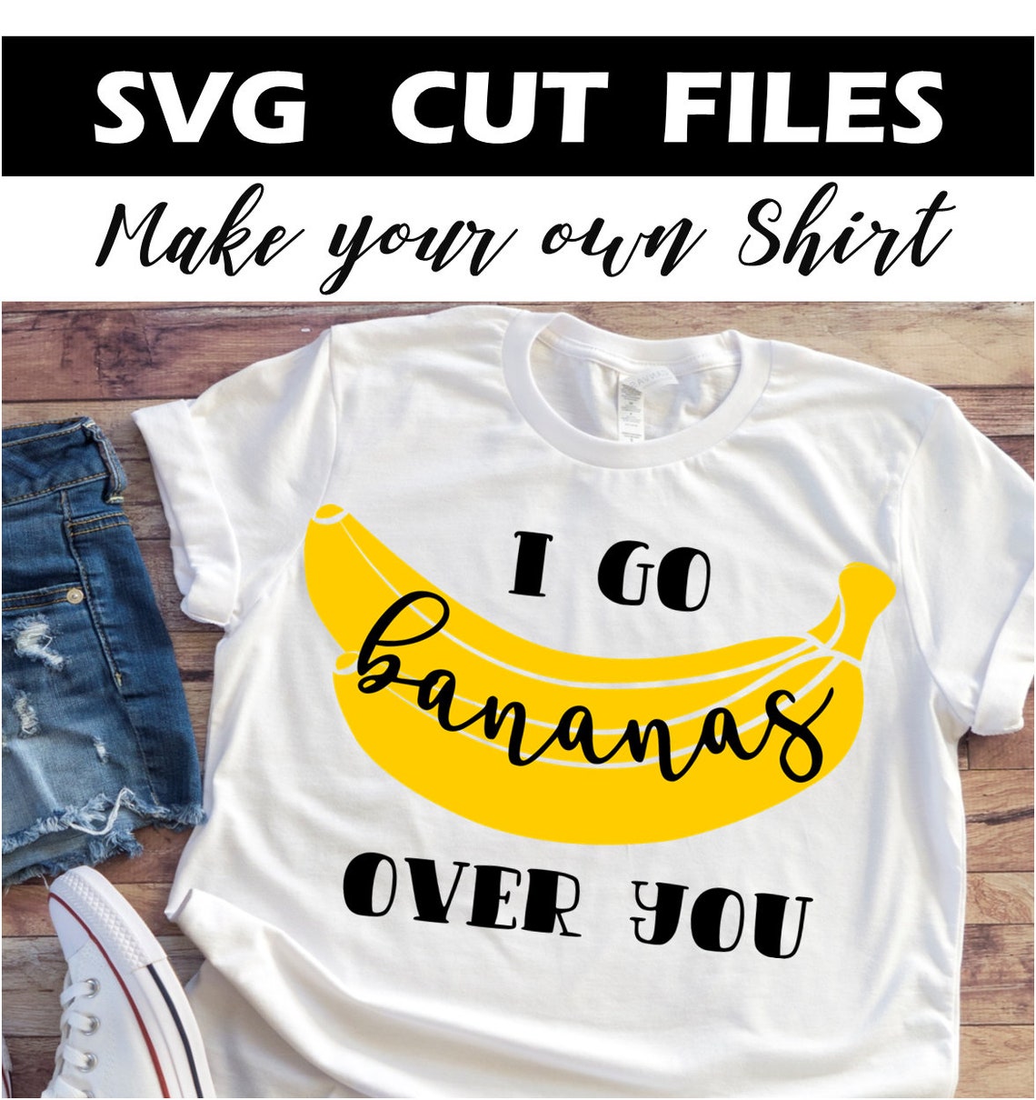 I Go Bananas Over You Svg Funny Valentine's Day Printable Card Banans ...