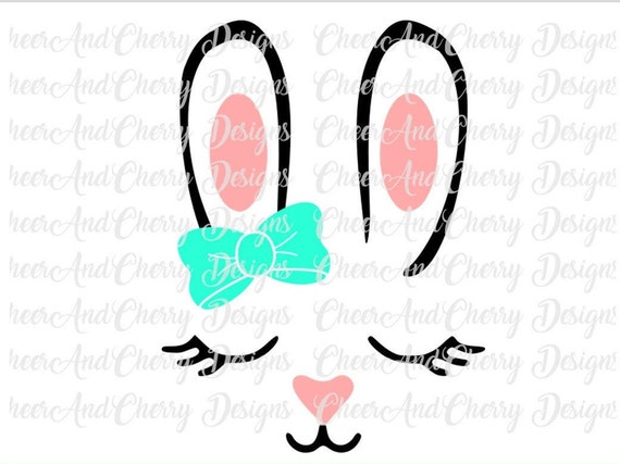 Girl Bunny Face Svg Easter Bunny Svg Cute Bunny With Bow | Etsy