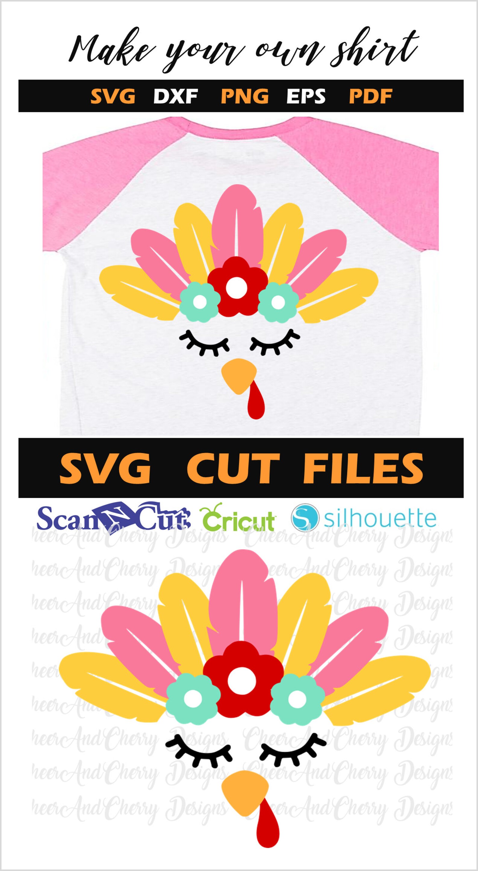 Girl Turkey Face SVG for Thanksgiving SVG DXF Turkey Svg File | Etsy