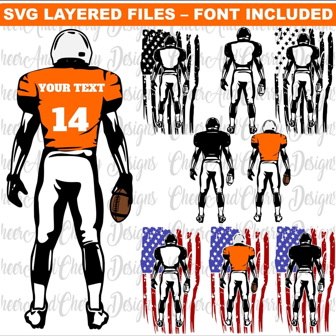 Custom Football Player SVG PNG Bundle 8 Designs Football Svg Files ...