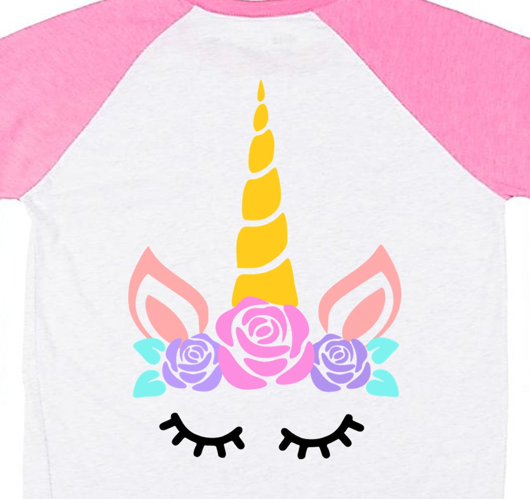 Unicorn Face With Flowers Svg for Girl, Unicorn Birthday Svg, Cute ...