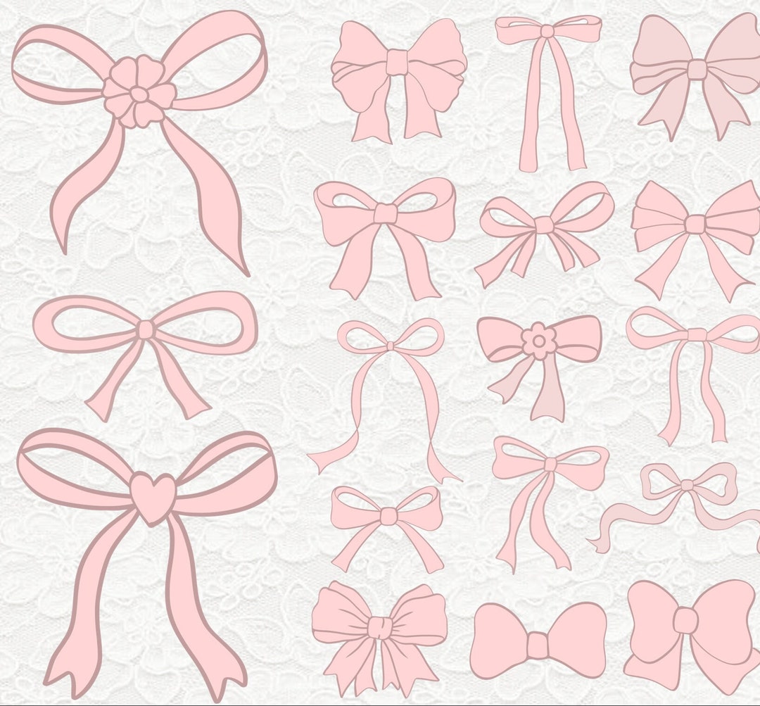 Coquette Bows Svg Bundle -18 Bows Png Designs Vintage Ribbon Svg Long ...